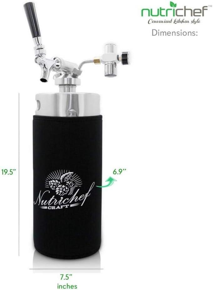 NutriChef Pressurized Growler Tap System – Stainless Steel Mini Keg ...