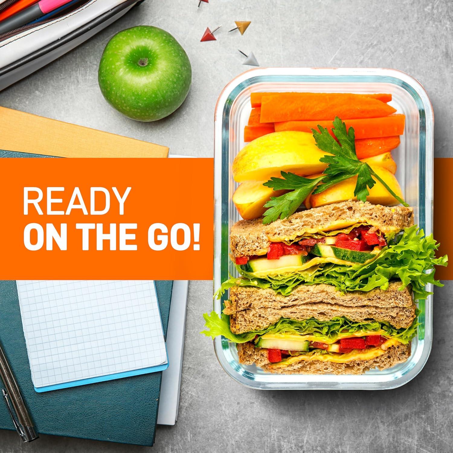 NutriChef 10-Piece Glass Food Containers – Stackable Superior Glass ...