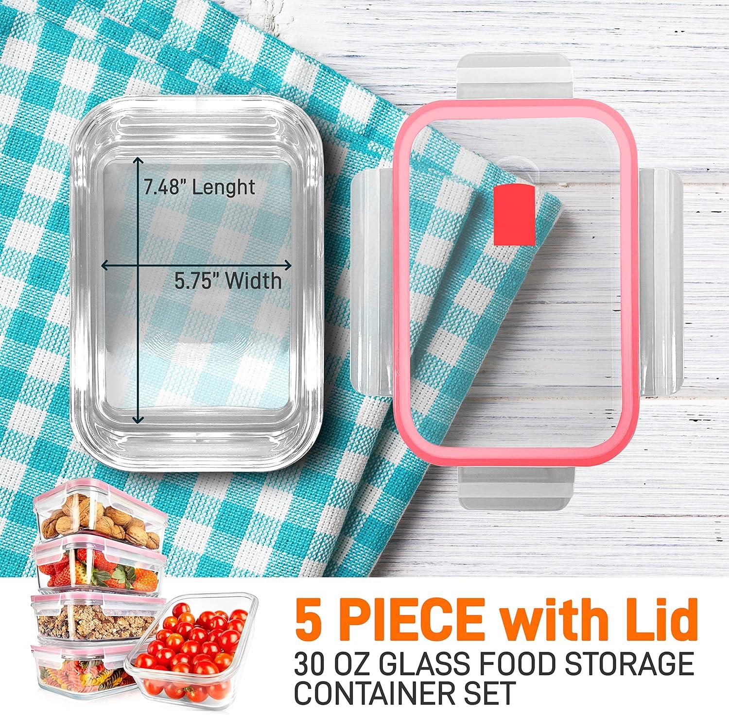 NutriChef 10-Piece Glass Food Containers – Stackable Superior Glass ...