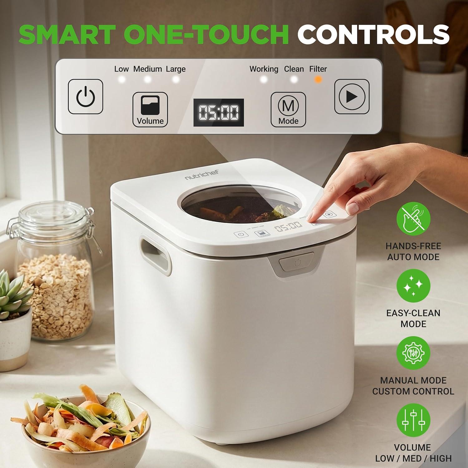 NutriChef 4 Quart Electric Kitchen Composter | Smart Countertop ...