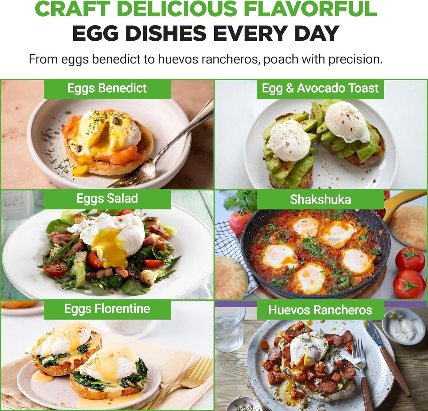 NutriChef Egg Poacher Pan Set – 7.87” Stainless Steel Poached Egg ...