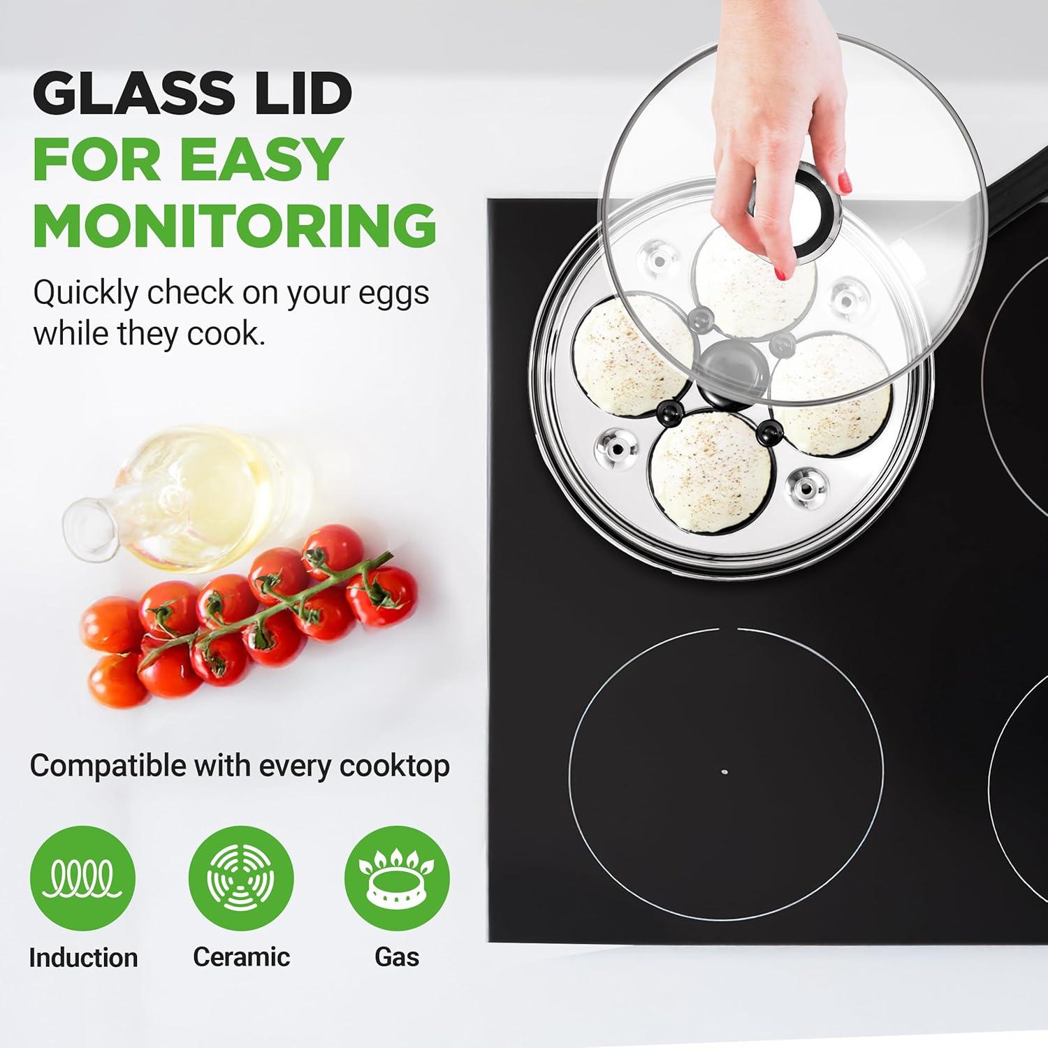 NutriChef Egg Poacher Pan Set – 7.87” Stainless Steel Poached Egg ...