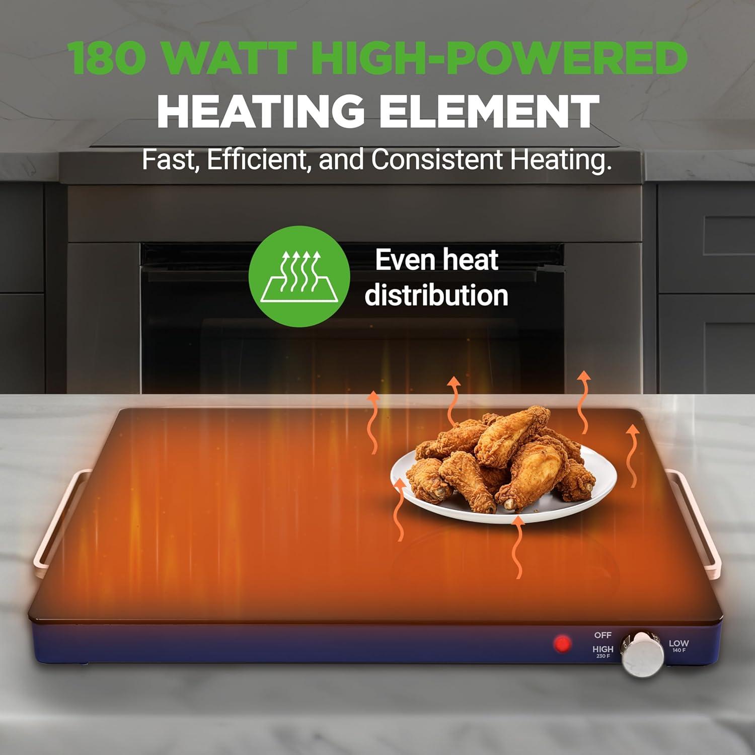 NutriChef Electric Food Warming Tray – Adjustable Temperature, Sleek ...