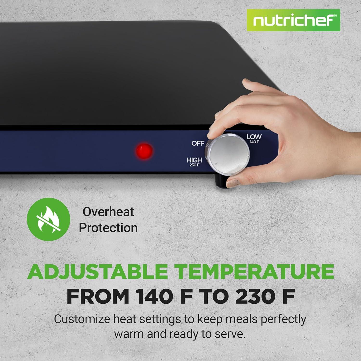 NutriChef Electric Food Warming Tray – Adjustable Temperature, Sleek ...