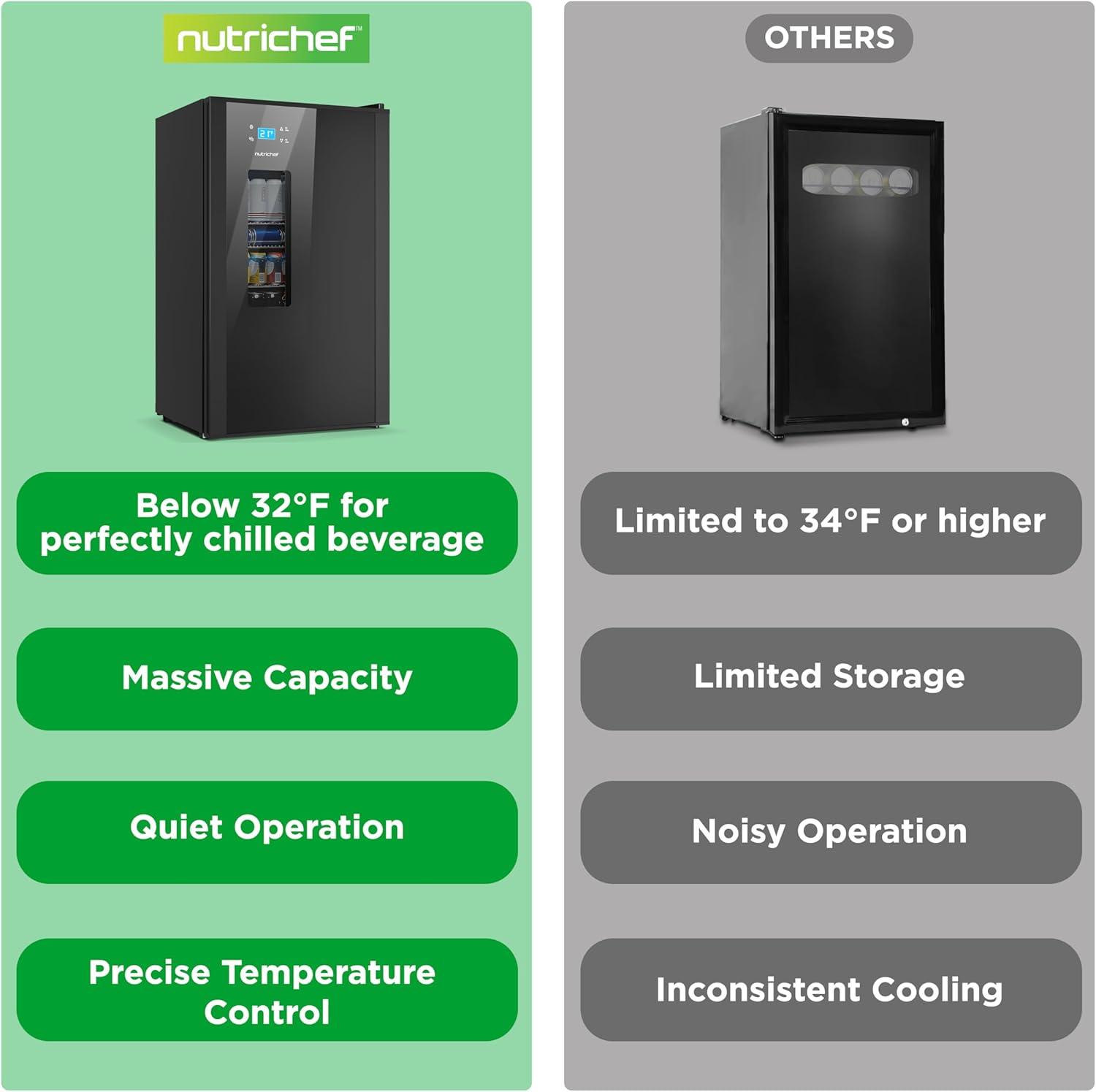 Nutrichef Beer Fridge 108 Can Capacity | Freestanding Beverage ...