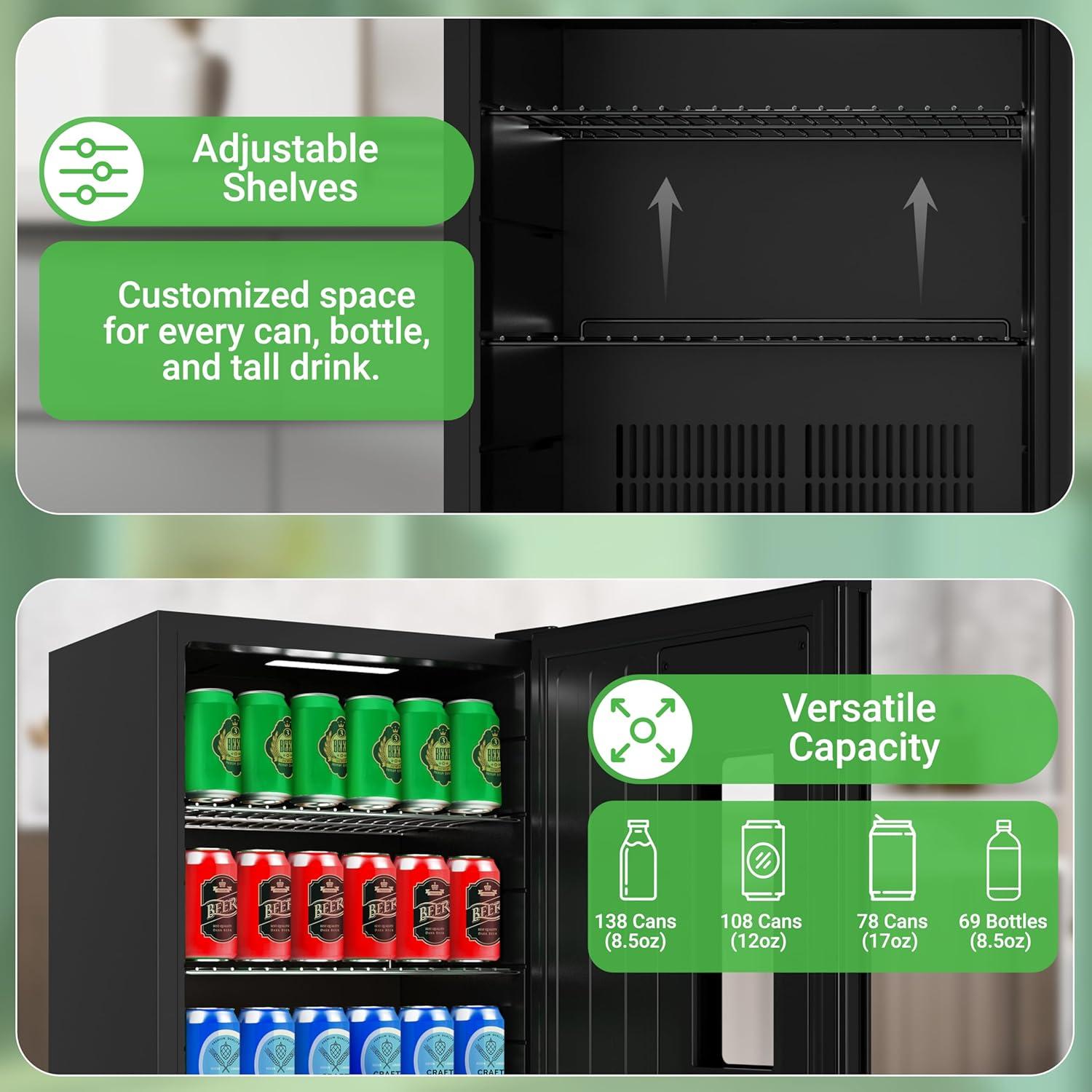 Nutrichef Beer Fridge 108 Can Capacity | Freestanding Beverage ...