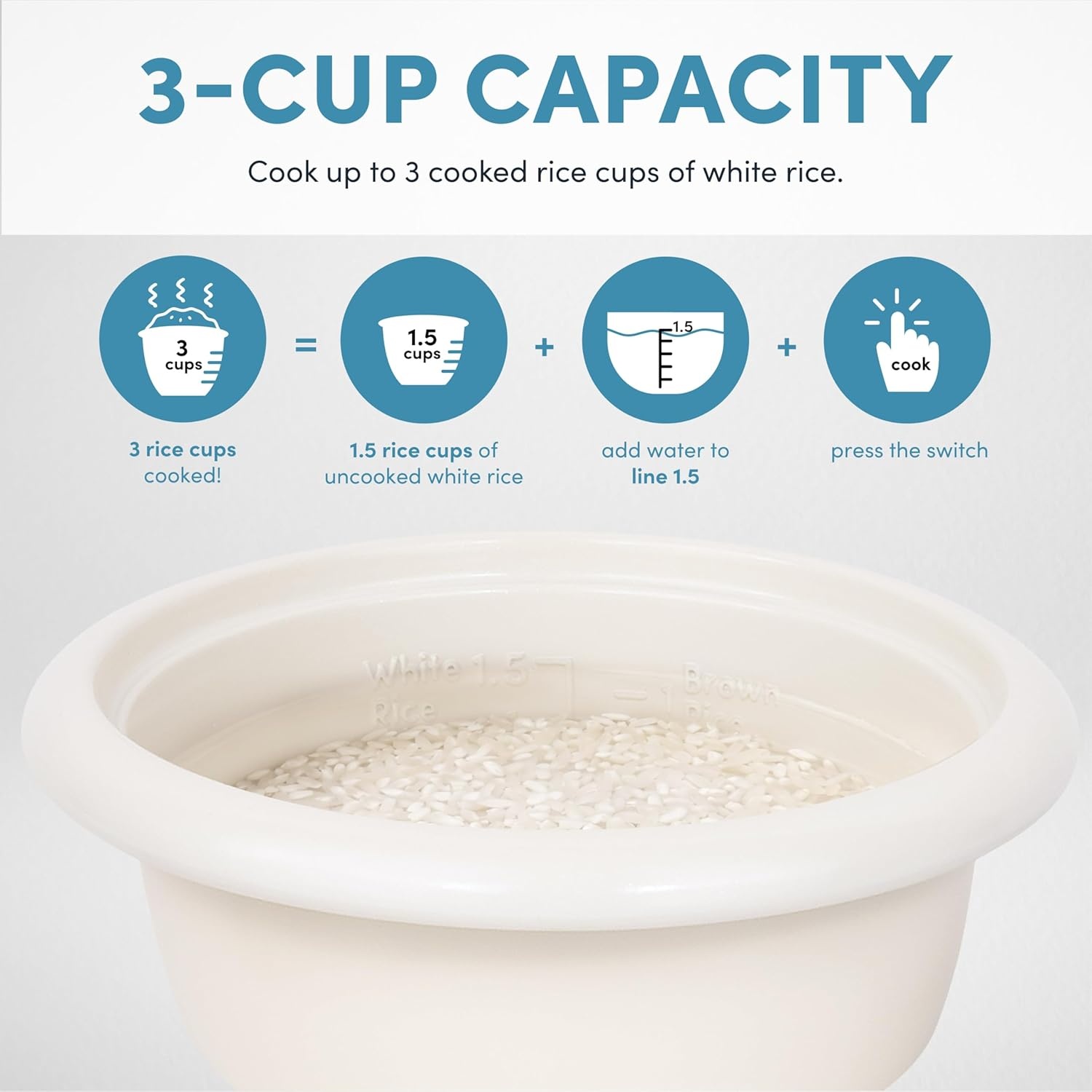 AROMA CoreCoat™ Mini Rice Cooker (3 Cups Cooked) with Nonstick Ceramic ...