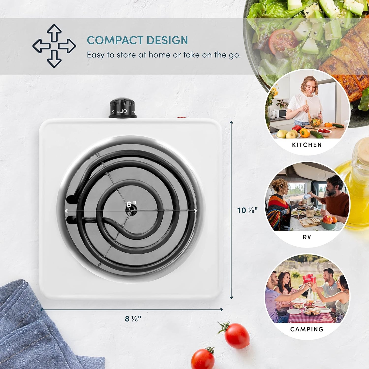 AROMA® 6″ Single Burner Hot Plate, Compact & Portable with Temperature ...