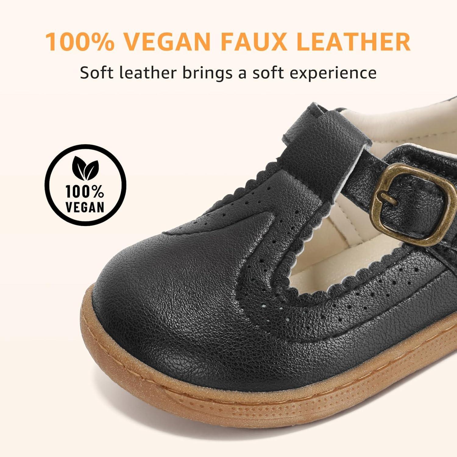 STQ Wide Toe Box Toddler Mary Jane Dress Shoes Zero Drop Girls Ballet ...