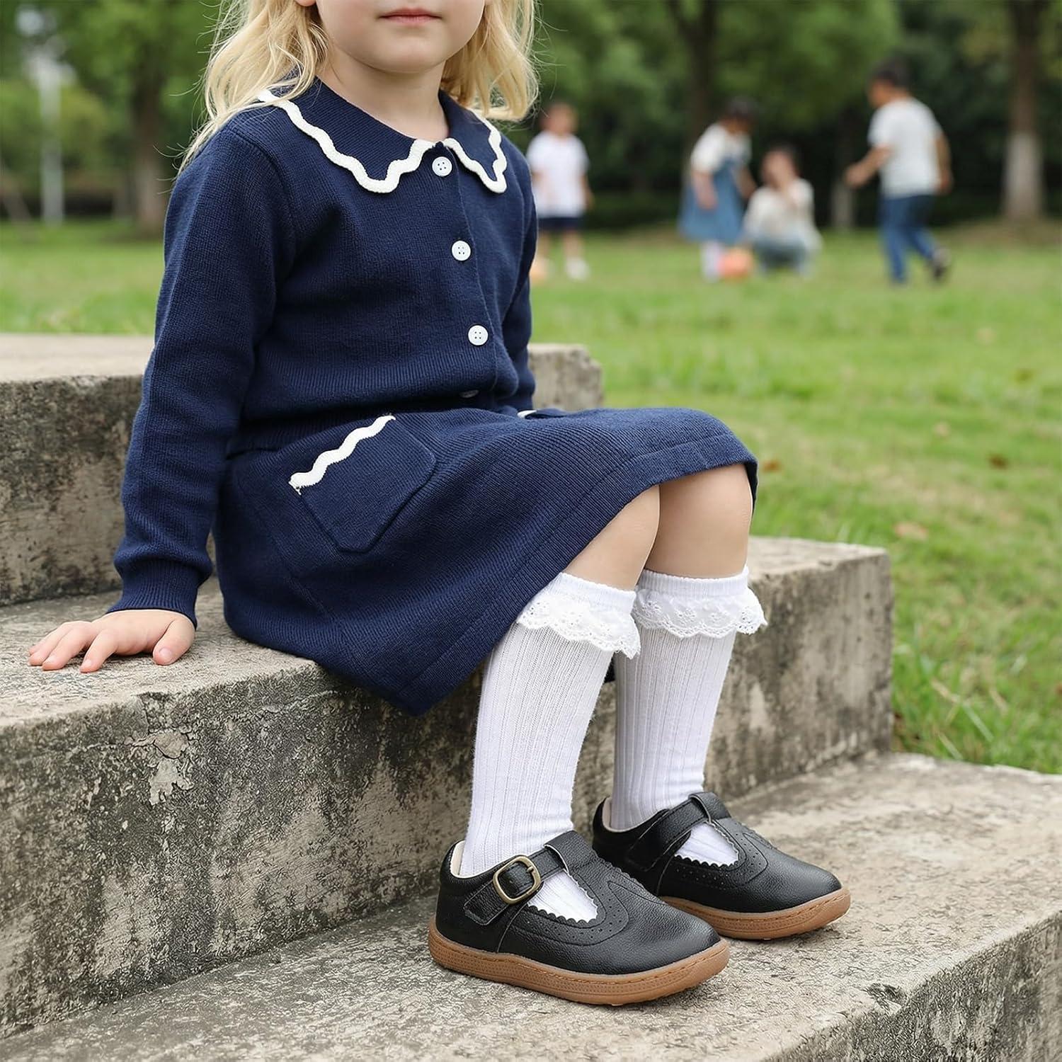 STQ Wide Toe Box Toddler Mary Jane Dress Shoes Zero Drop Girls Ballet ...