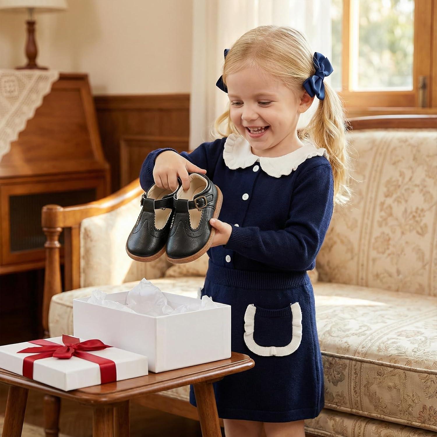 STQ Wide Toe Box Toddler Mary Jane Dress Shoes Zero Drop Girls Ballet ...