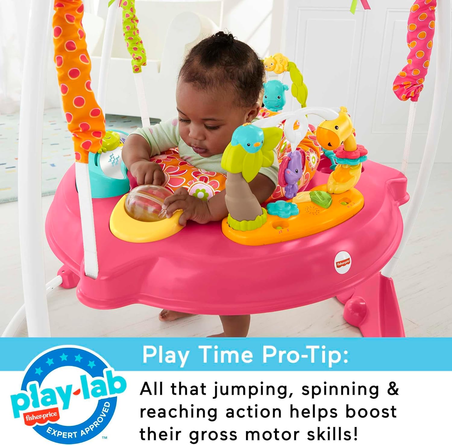 Fisher-Price Baby Bouncer Pink Petals Jumperoo Activity Center with ...